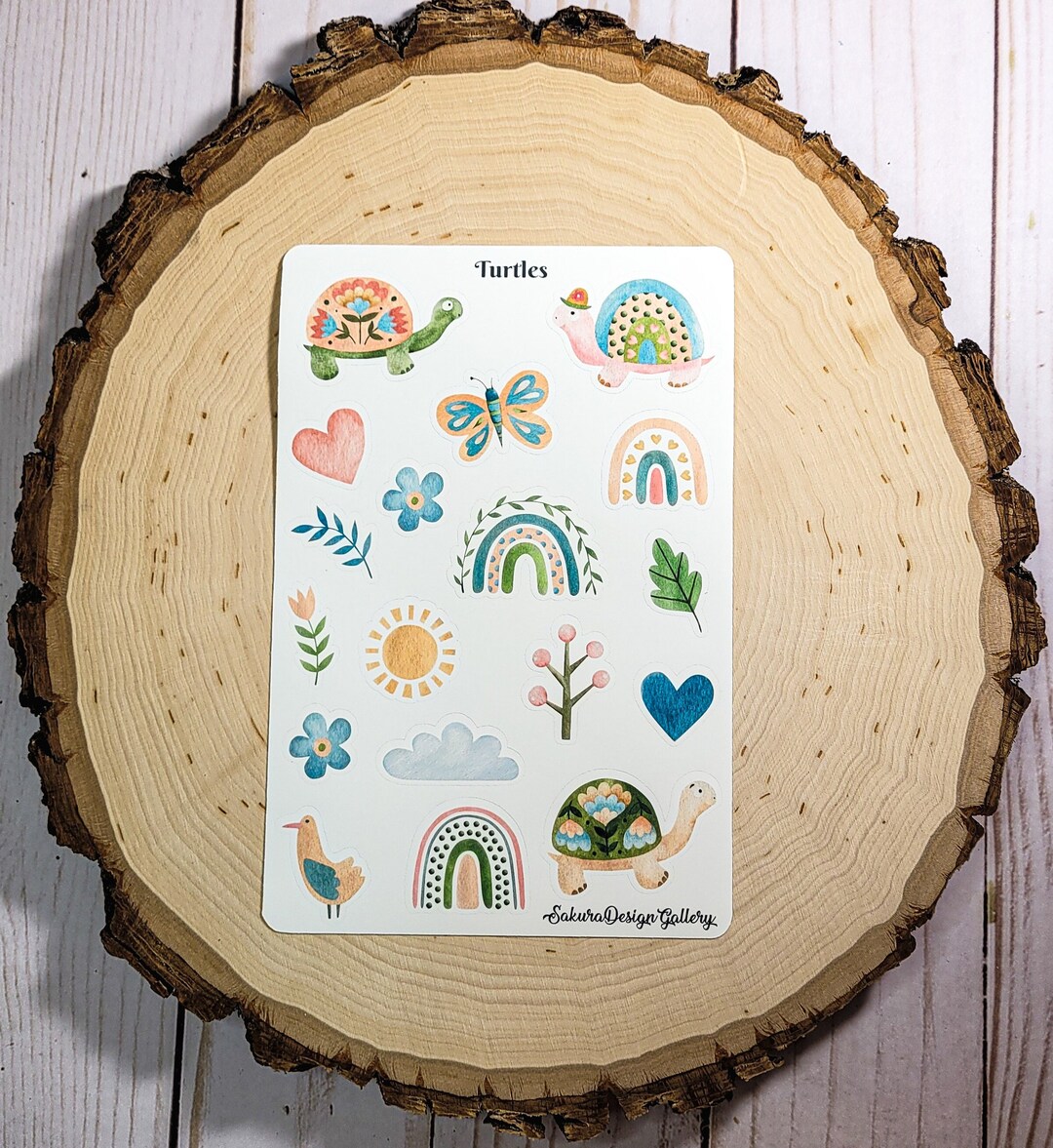 Turtle Sticker Sheet, Cute Kids Stickers, Turtle Lovers, Journal ...
