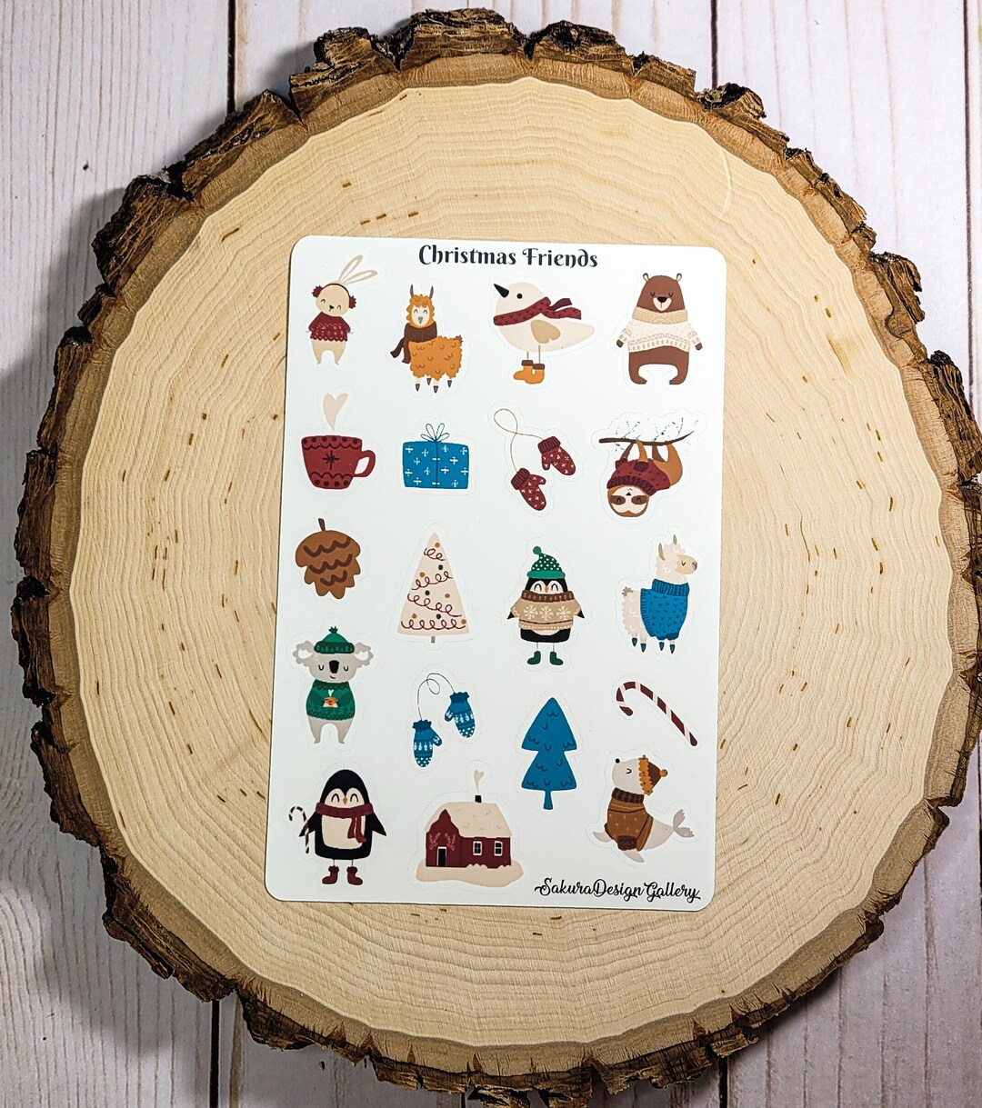 Christmas Friends Sticker Sheet, Cute Christmas Animal Stickers ...