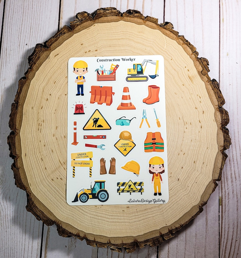 Construction Worker Sticker Sheet, Construction Stickers, Journal ...