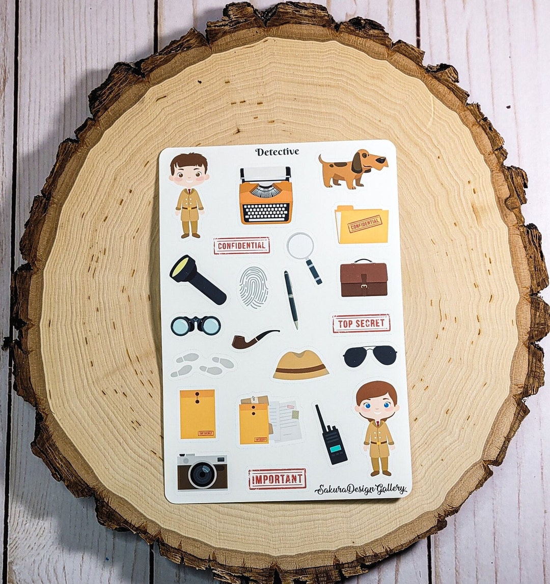 Detective Sticker Sheet, Private Investigator Stickers, Journal ...