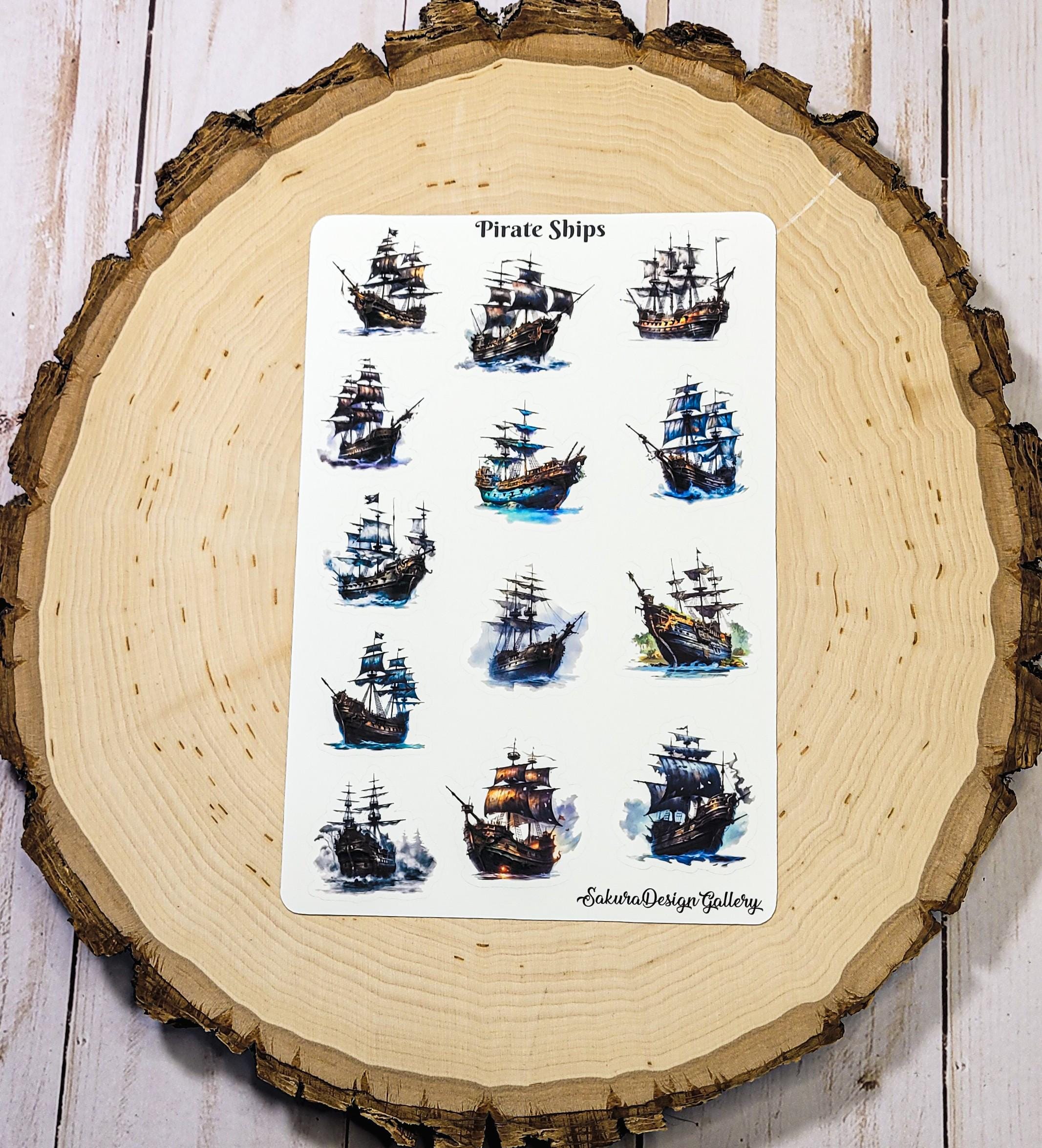 Pirate Ship Sticker Sheet, Journal Stickers, Scrapbook Stickers ...