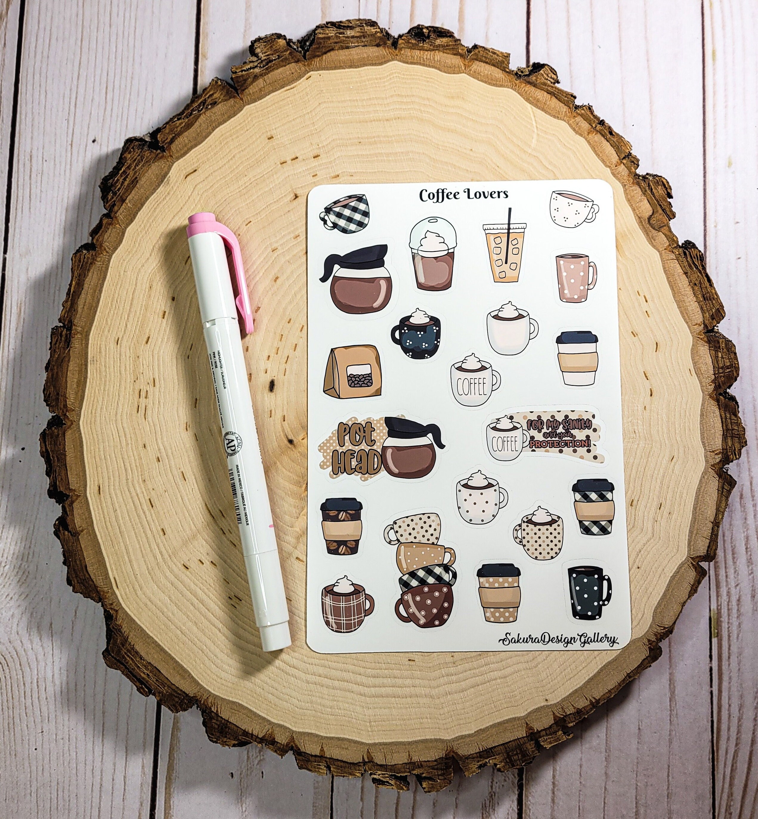 Coffee Lovers Sticker Sheet, Coffee Stickers, Coffee Cup Sticker Set ...