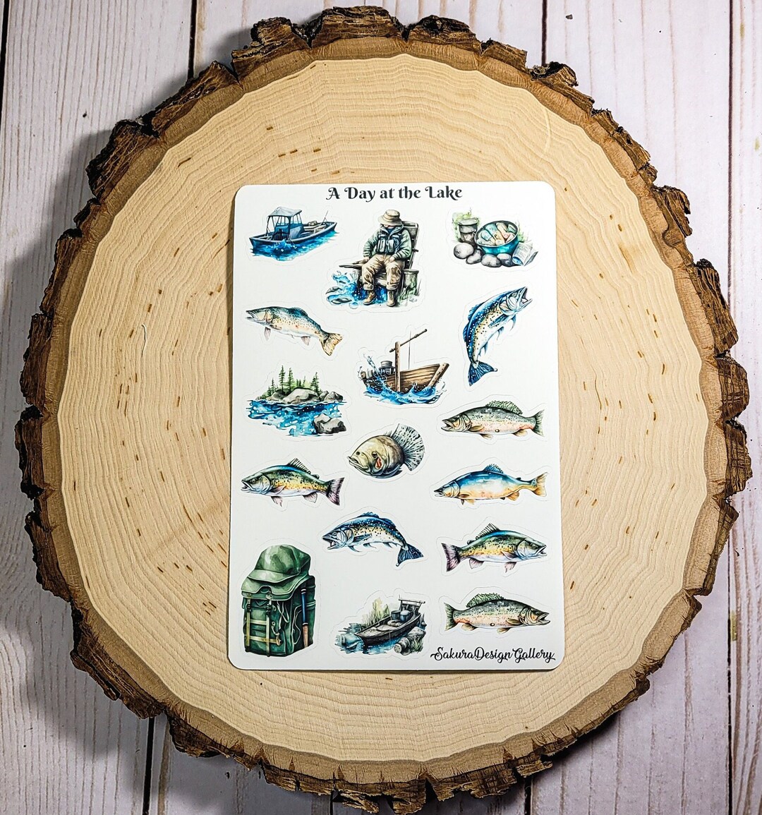 Day at the Lake Sticker Sheet, Fishing Stickers, Fisherman Gift ...