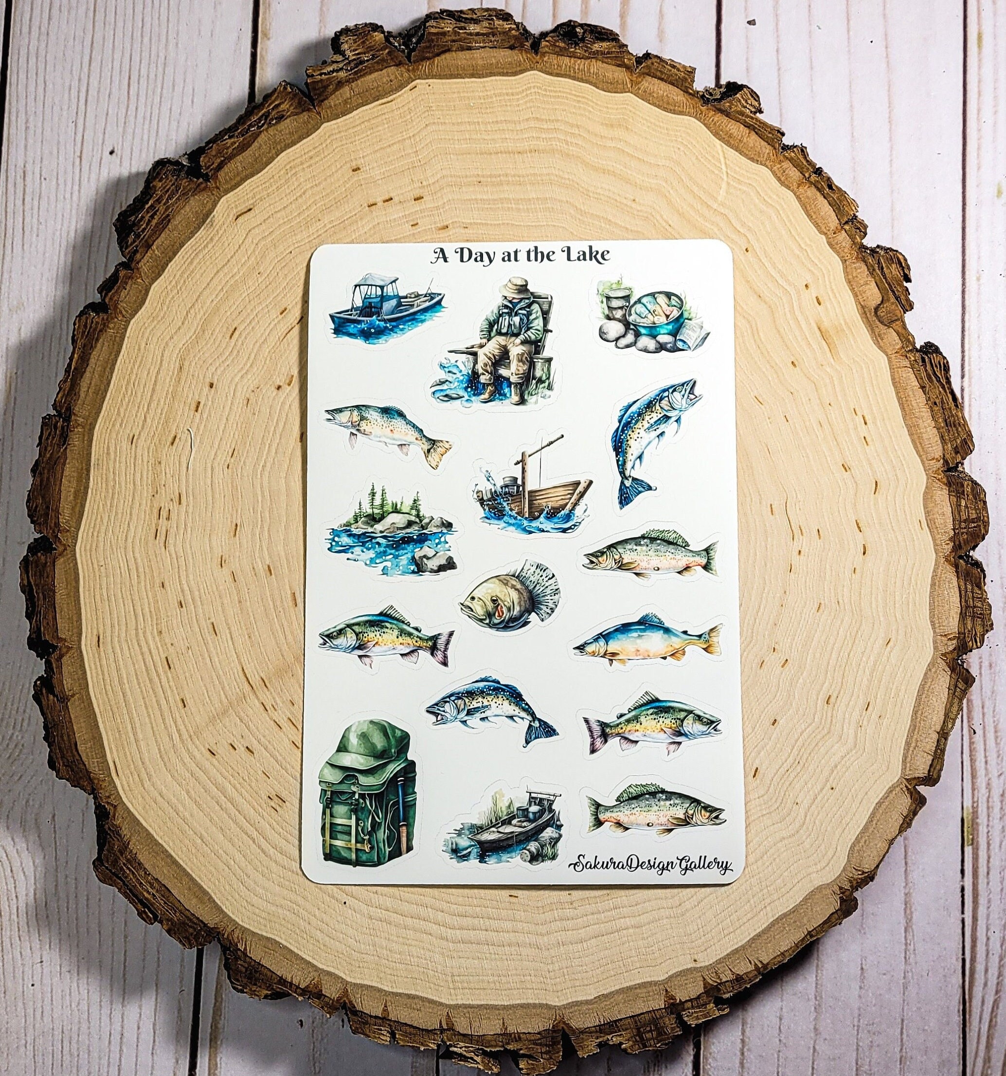 Day at the Lake Sticker Sheet, Fishing Stickers, Fisherman Gift ...