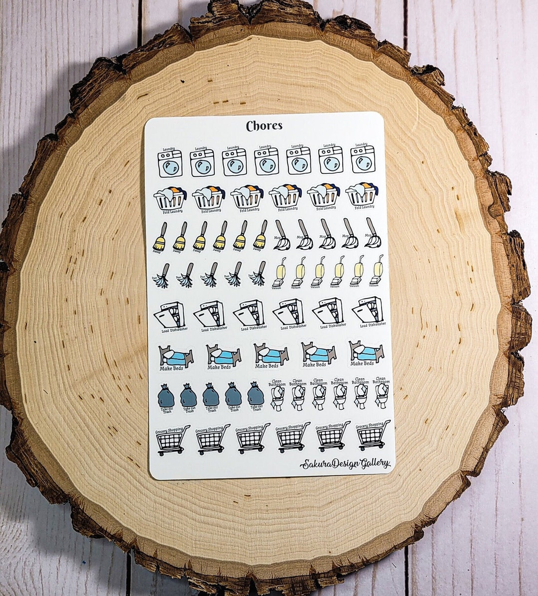 Chore Icon Sticker Sheet, Chore Stickers, Cleaning List Stickers ...
