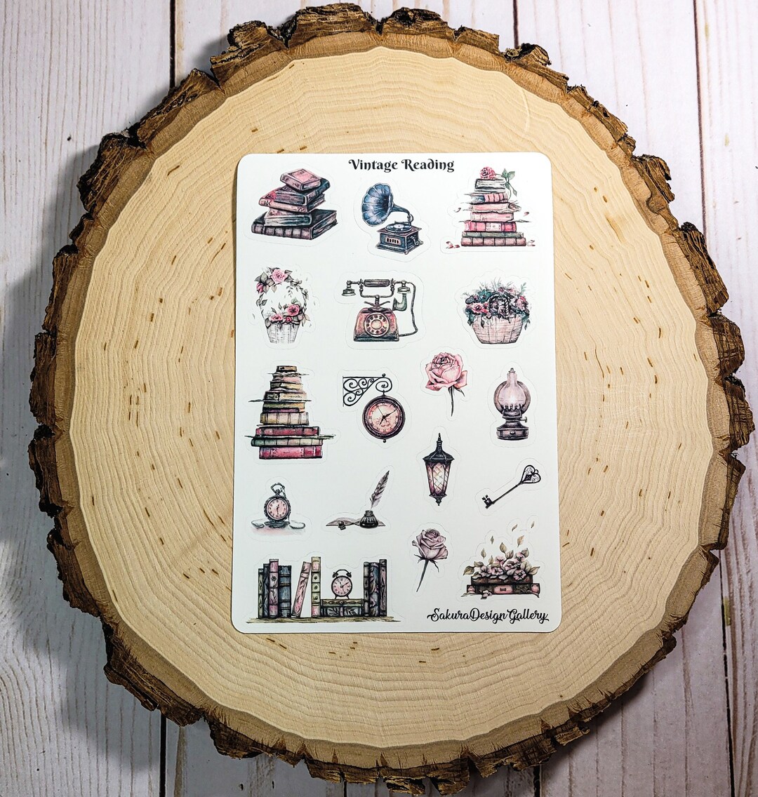 Vintage Reading Sticker Sheet, Book Stickers, Book Lovers, Victorian ...