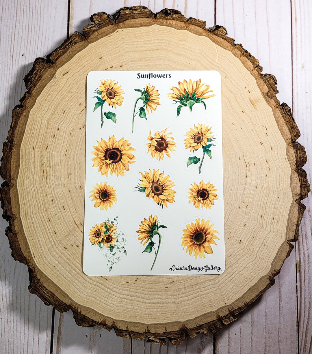 Sunflower Sticker Sheet, Floral Stickers, Yellow Flowers, Journal ...