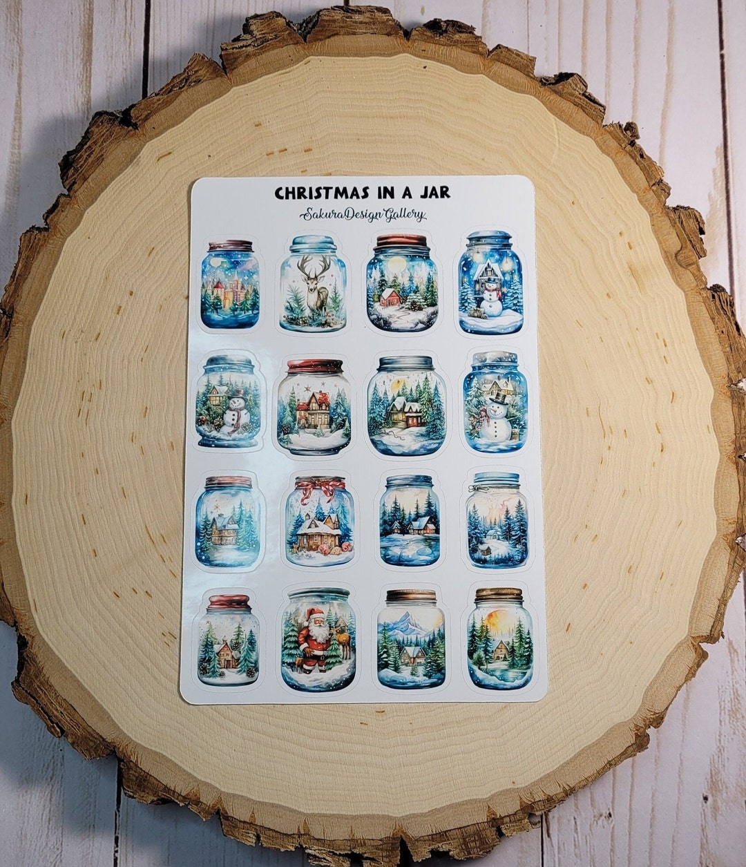 Christmas in a Jar Sticker Sheet, Winter Themed Stickers, Planner ...