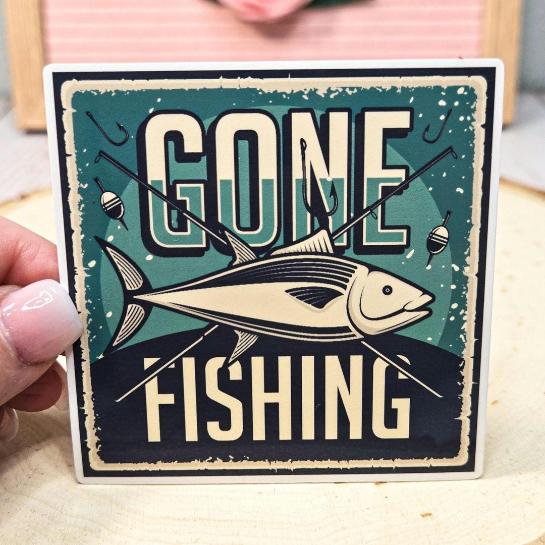 Gone Fishing Die Cut Sticker, Gift for Fisherman, Decorate Laptops ...