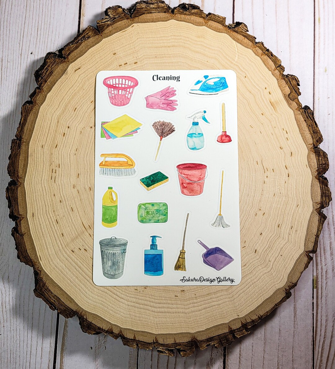 Cleaning Sticker Sheet, Chore Stickers, Cleaning Supplies Stickers ...