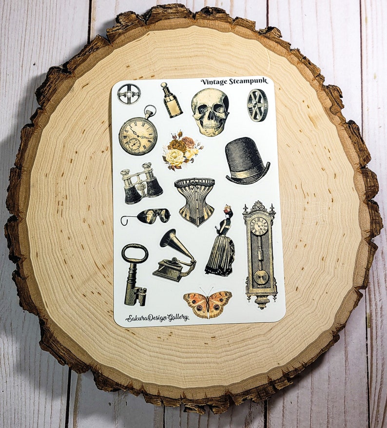 Vintage Steampunk Sticker Sheet, Victorian Stickers, Scrapbook ...