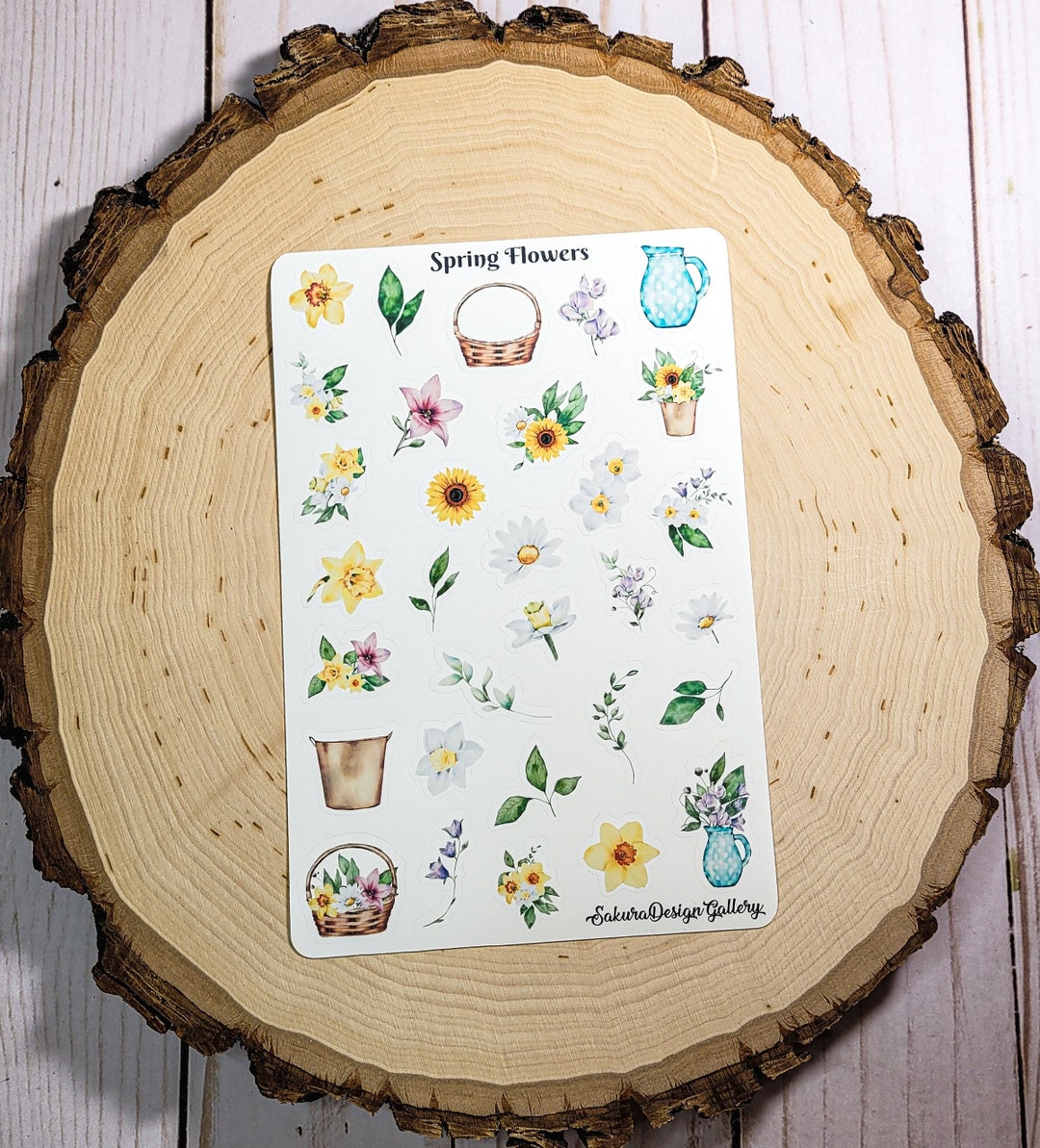 Spring Flowers Sticker Sheet, Springtime Stickers, Floral Stickers ...