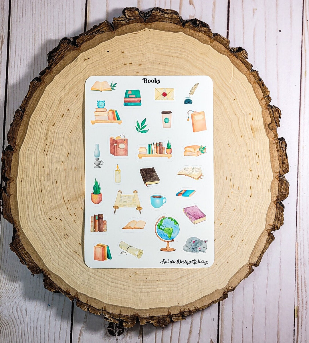 Books and Reading Sticker Sheet, Library Stickers, Bookworm Stickers ...