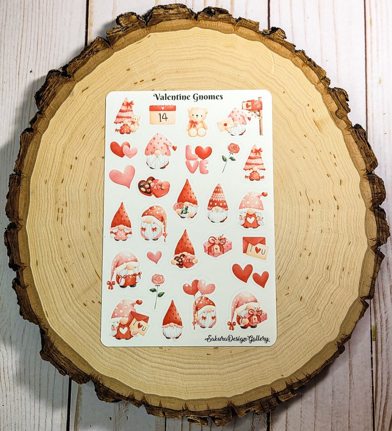 Valentine Gnomes Sticker Sheet, Cute Love Gnome Stickers, Be Mine ...