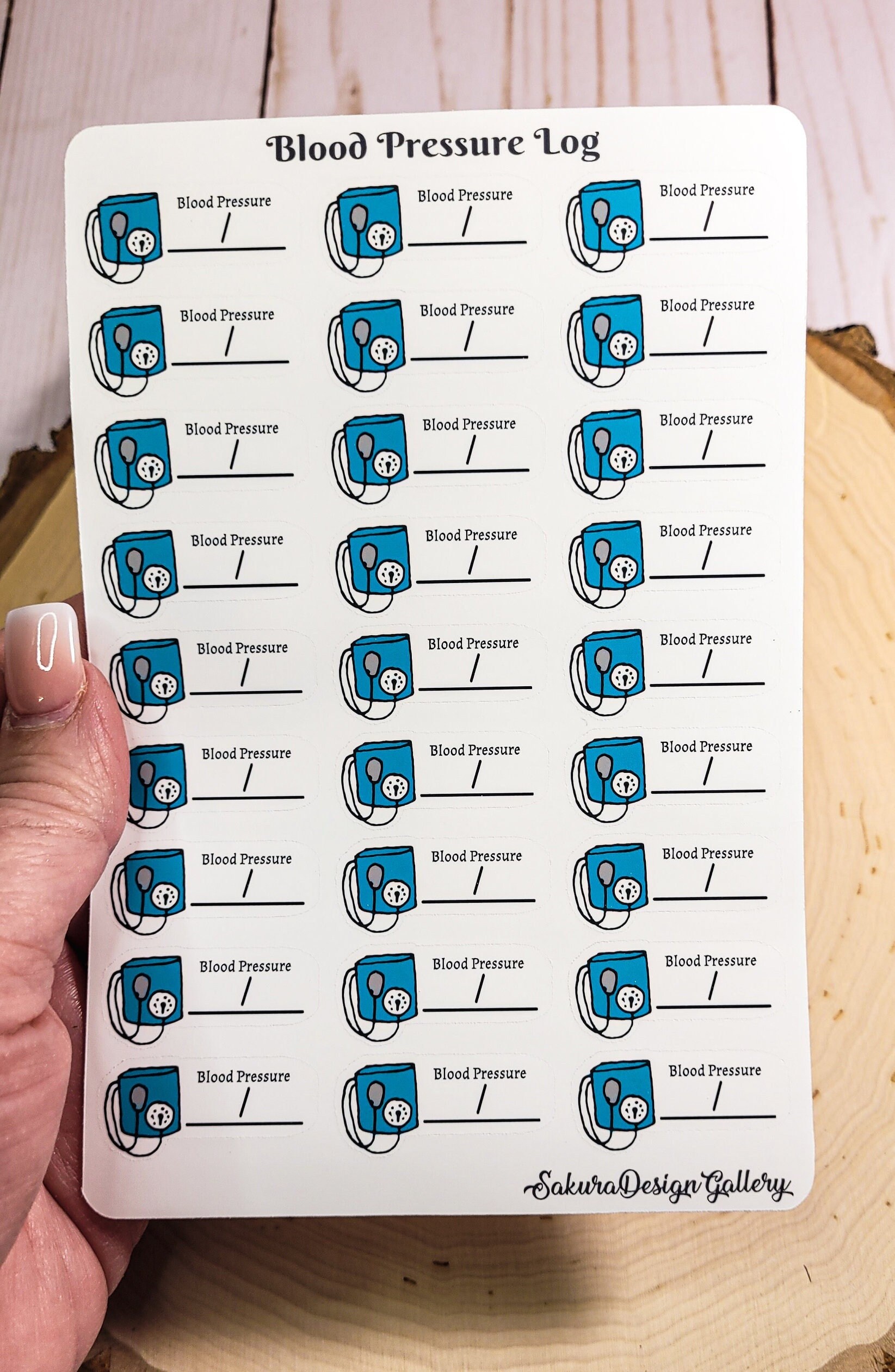 Blood Pressure Log Sticker Sheet, Medical Stickers, Record Keeping ...