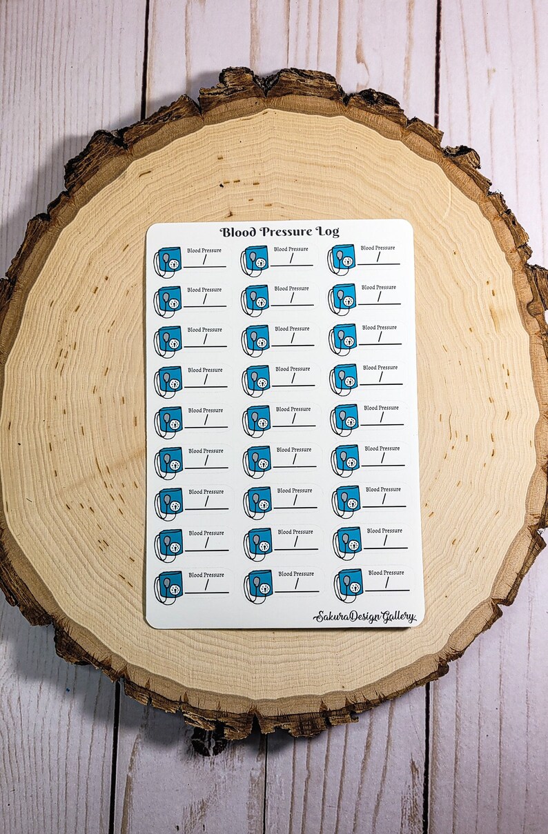 Blood Pressure Log Sticker Sheet, Medical Stickers, Record Keeping ...