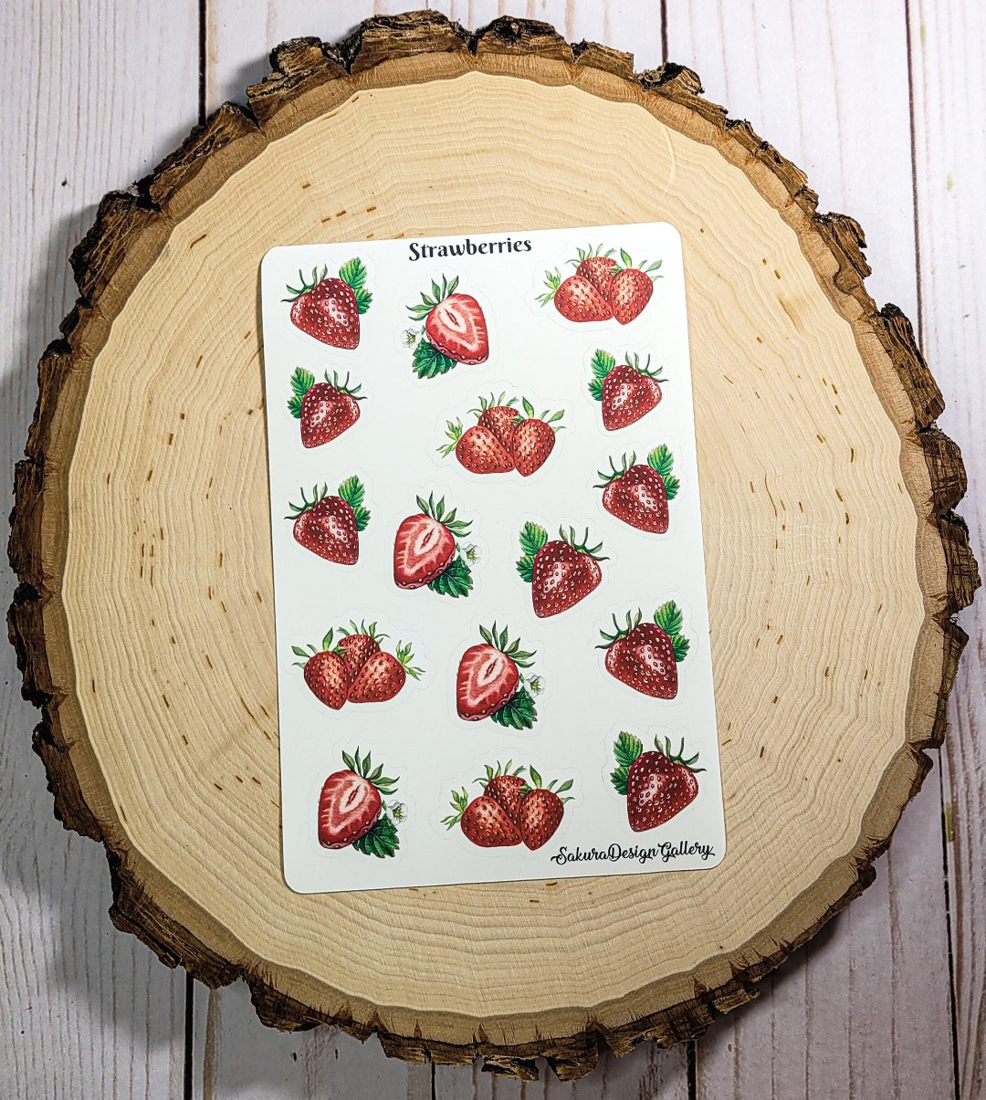 Strawberry Sticker Sheet, Planner Accessories, Journal Decor, Scrapbook ...