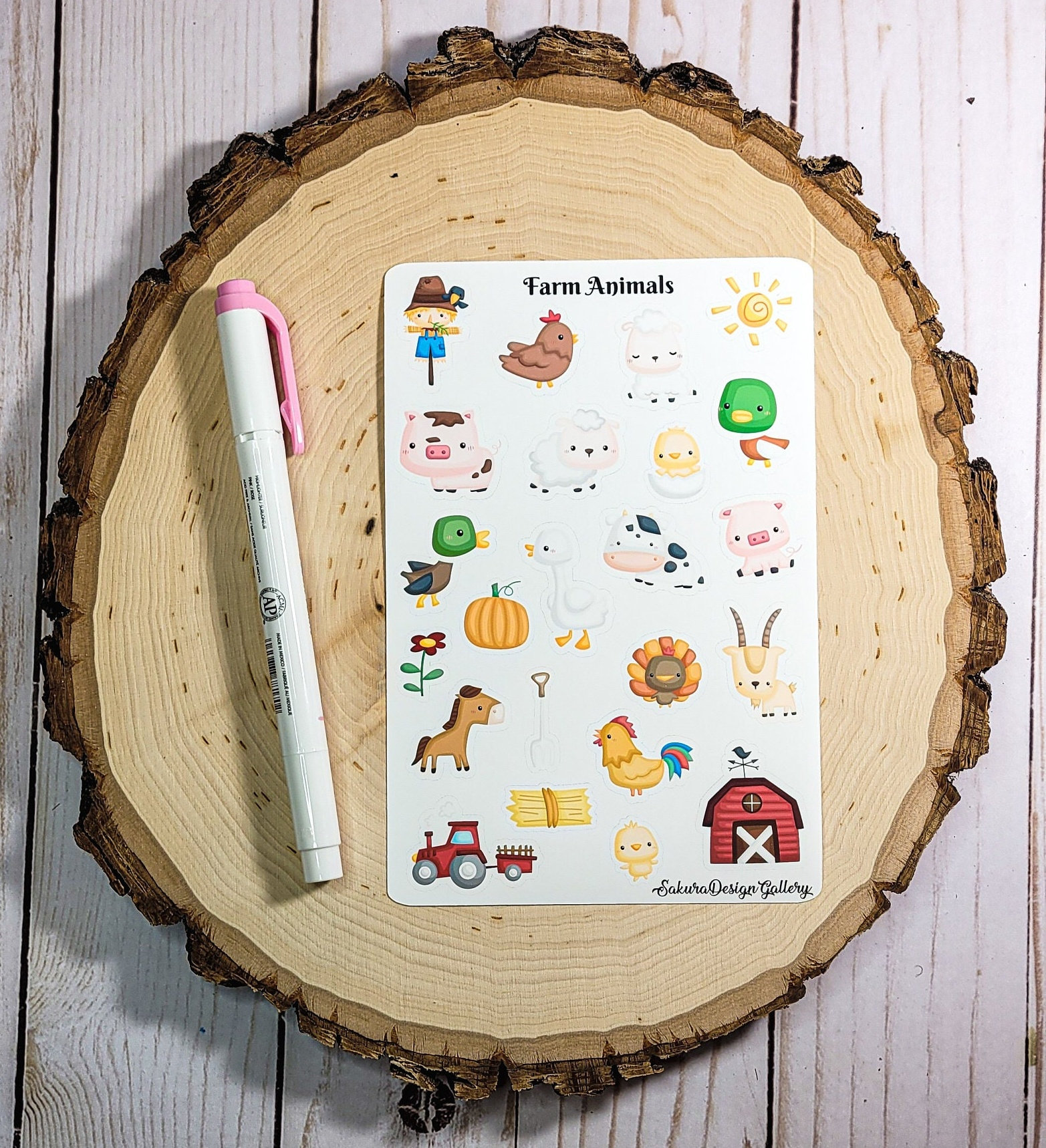 Farm Animals Sticker Sheet, Farm Stickers, Animal Stickers, Journal ...