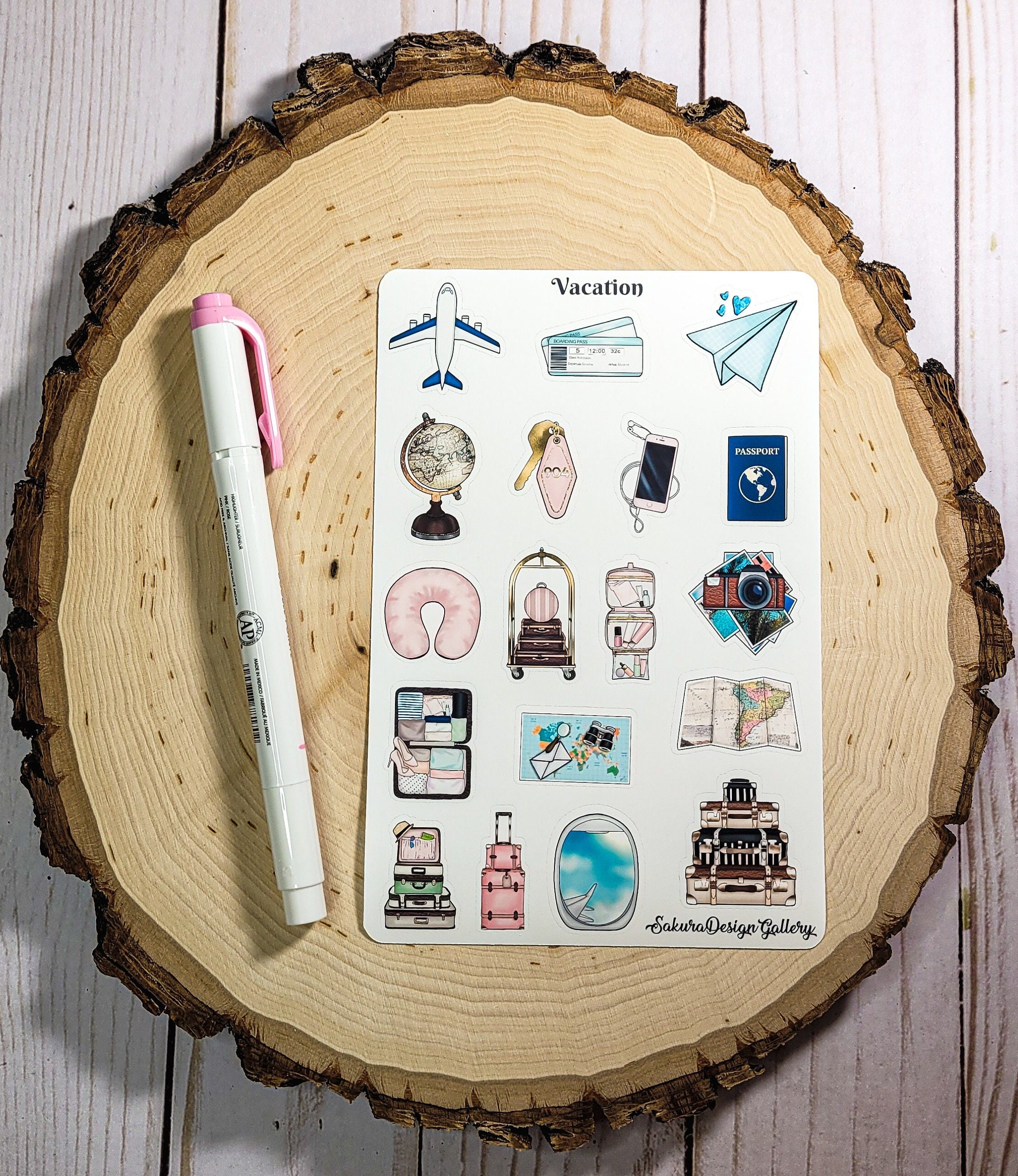 Vacation Sticker Sheet, Road Trip Stickers, Travel Stickers, Journal ...