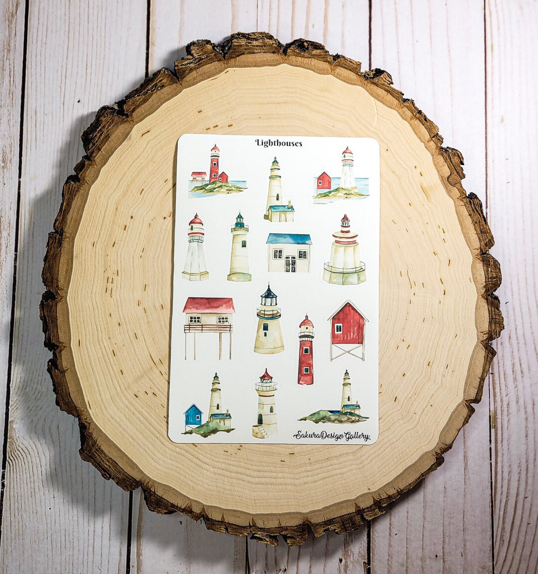 Lighthouse Sticker Sheet, Ocean Stickers, Journal Stickers, Scrapbook ...