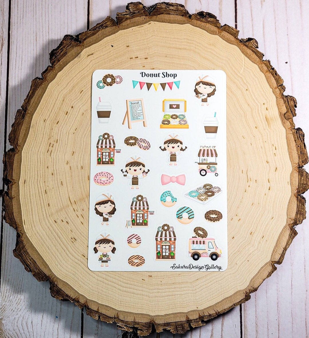 Donut Shop Sticker Sheet, Donut Store Stickers, Donut Stickers, Journal ...