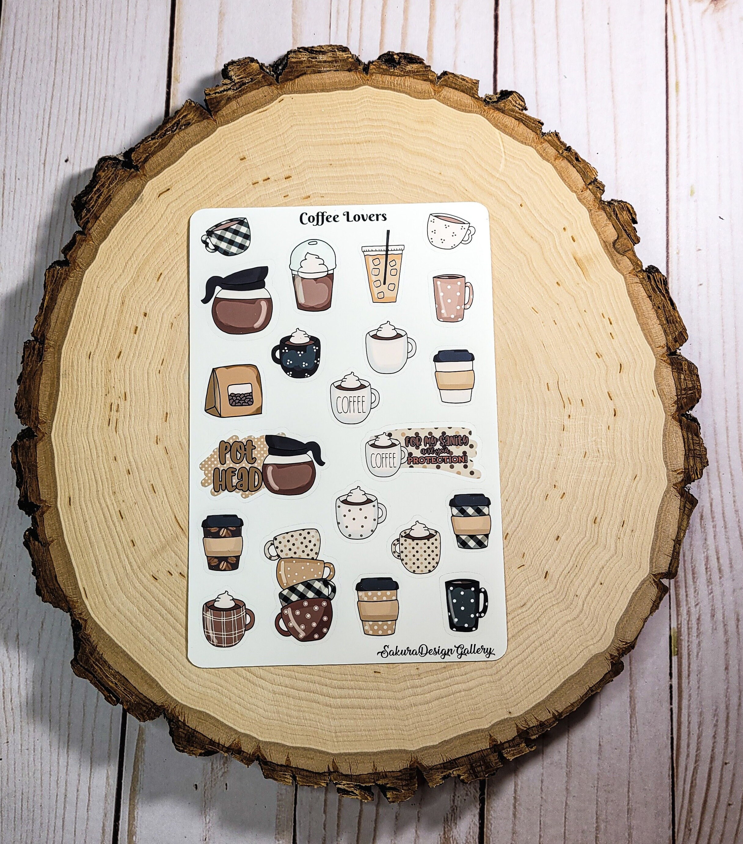 Coffee Lovers Sticker Sheet, Coffee Stickers, Coffee Cup Sticker Set ...