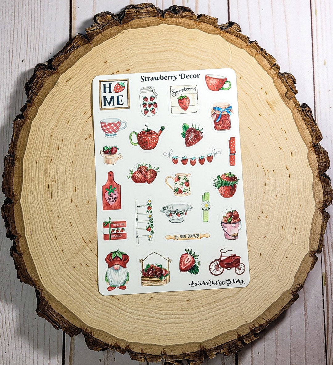 Cute Strawberry Decor Sticker Sheet, Strawberry Stickers, Journal ...
