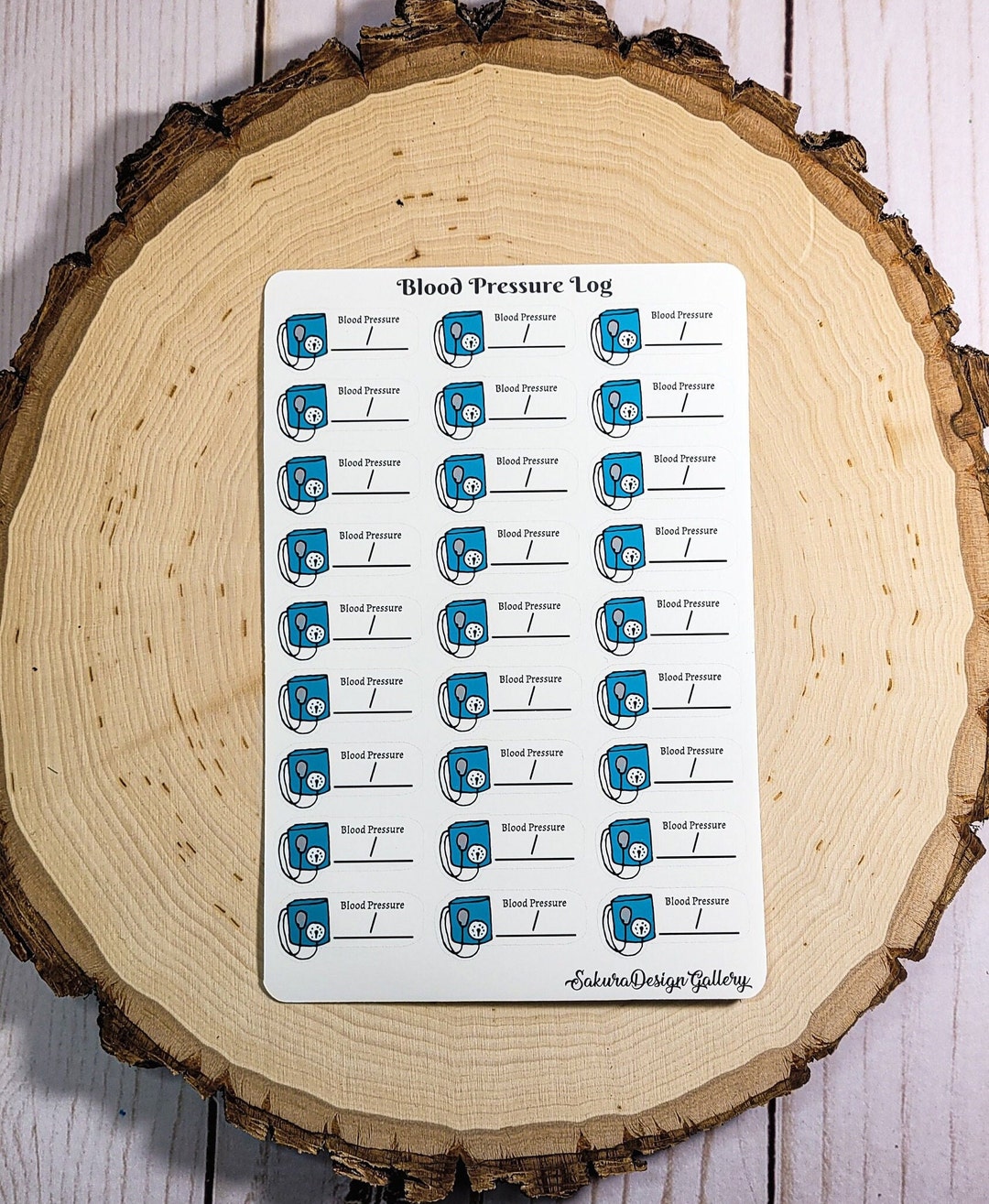 Blood Pressure Log Sticker Sheet, Medical Stickers, Record Keeping ...