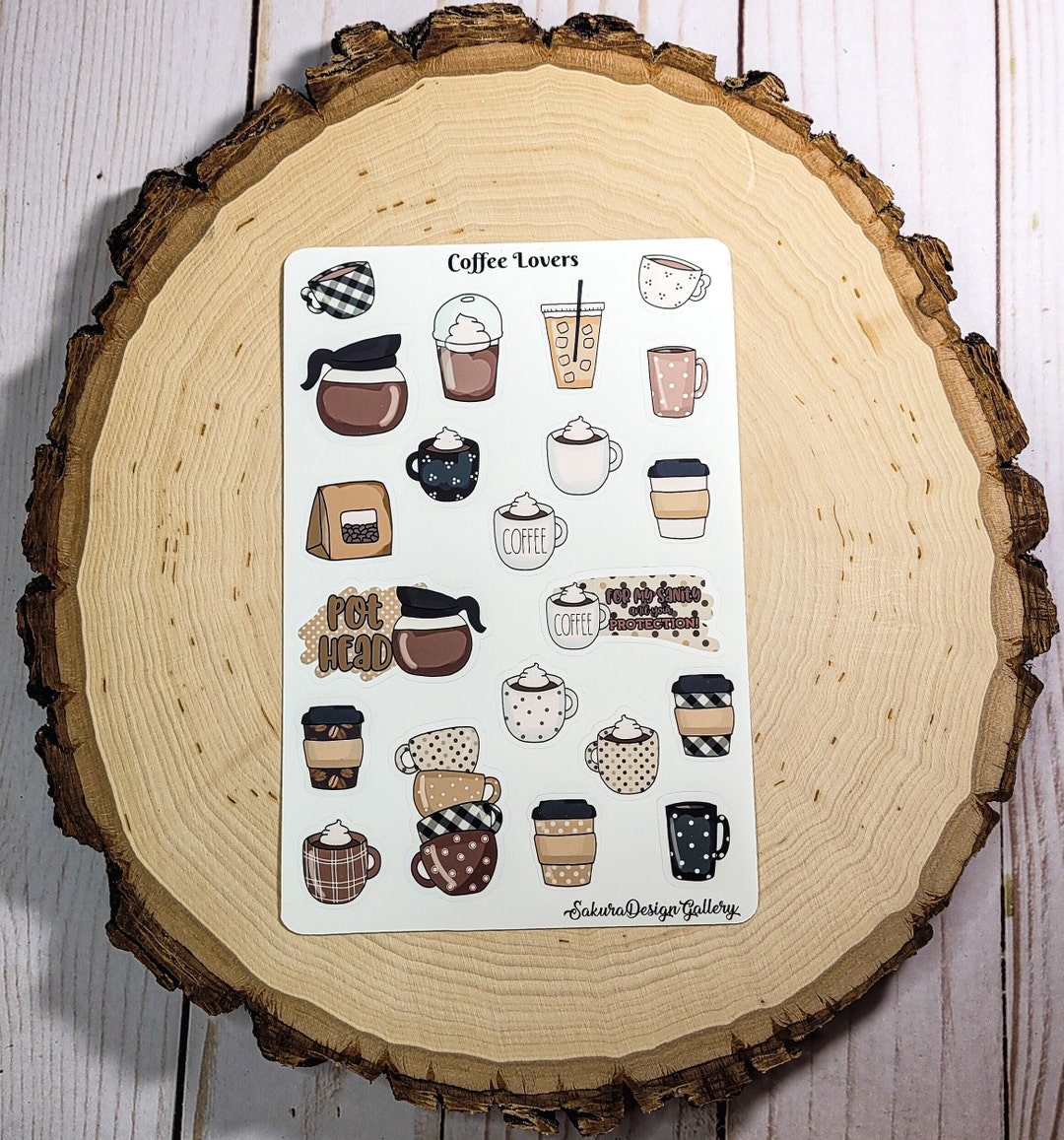 Coffee Lovers Sticker Sheet, Coffee Stickers, Coffee Cup Sticker Set ...