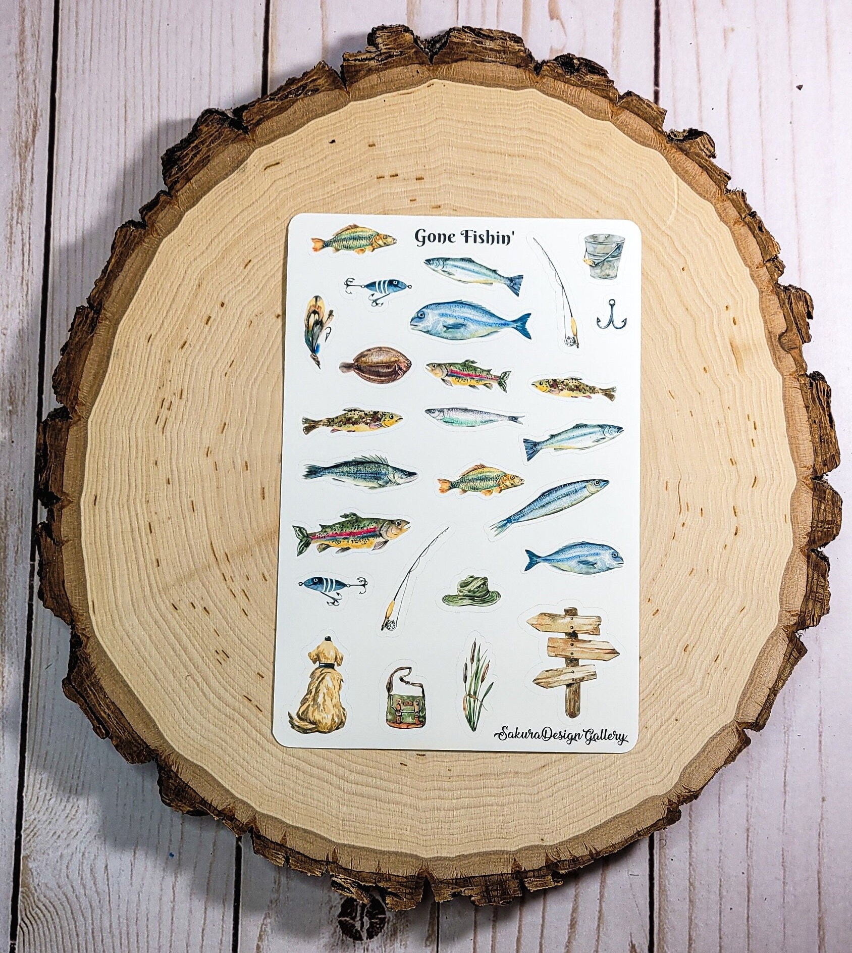 Gone Fishin' Fishing Sticker Sheet, Fish Stickers, Fishing Stickers ...