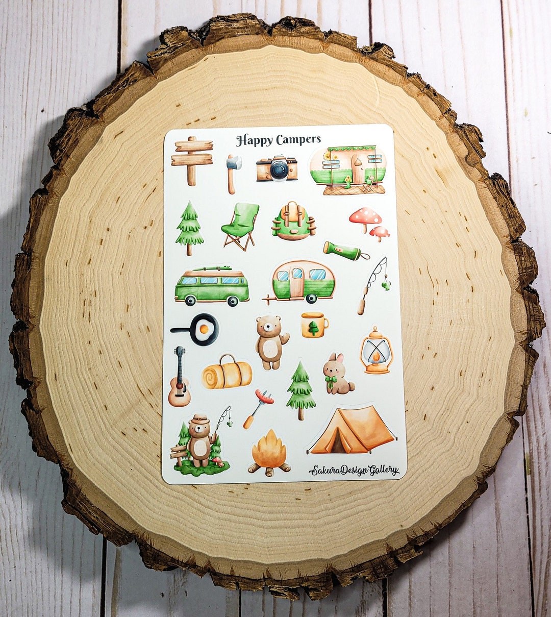 Happy Campers Sticker Sheet, Cute Camping Stickers, Outdoor Stickers ...