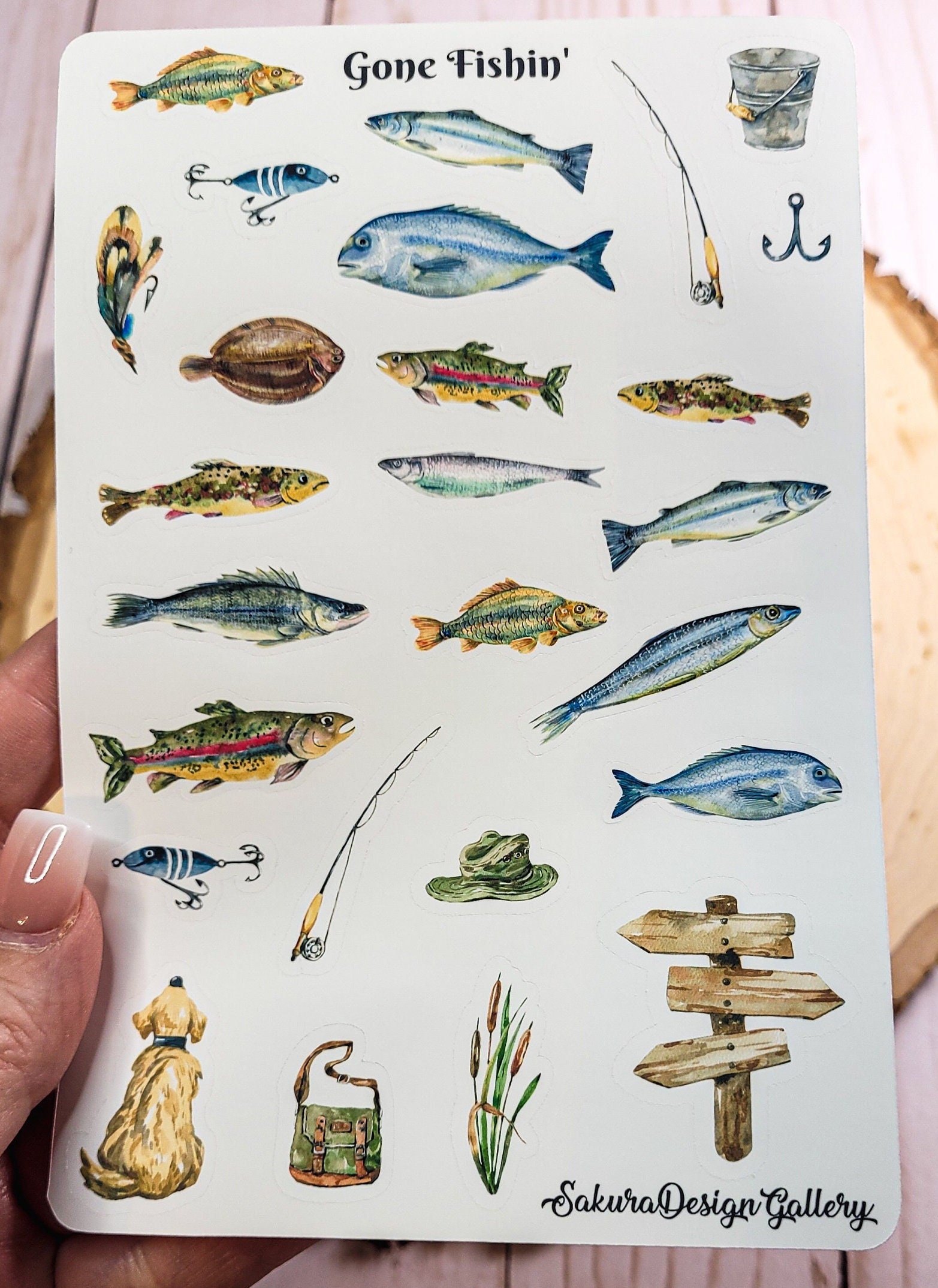 Gone Fishin' Fishing Sticker Sheet, Fish Stickers, Fishing Stickers ...
