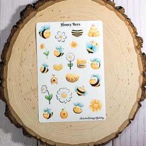 Honey Bees Sticker Sheet, Bee Stickers, Honeybees Sticker Set ...