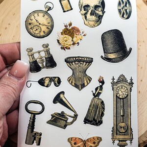 Vintage Steampunk Sticker Sheet, Victorian Stickers, Scrapbook ...