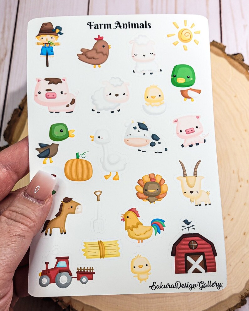 Farm Animals Sticker Sheet, Farm Stickers, Animal Stickers, Journal ...