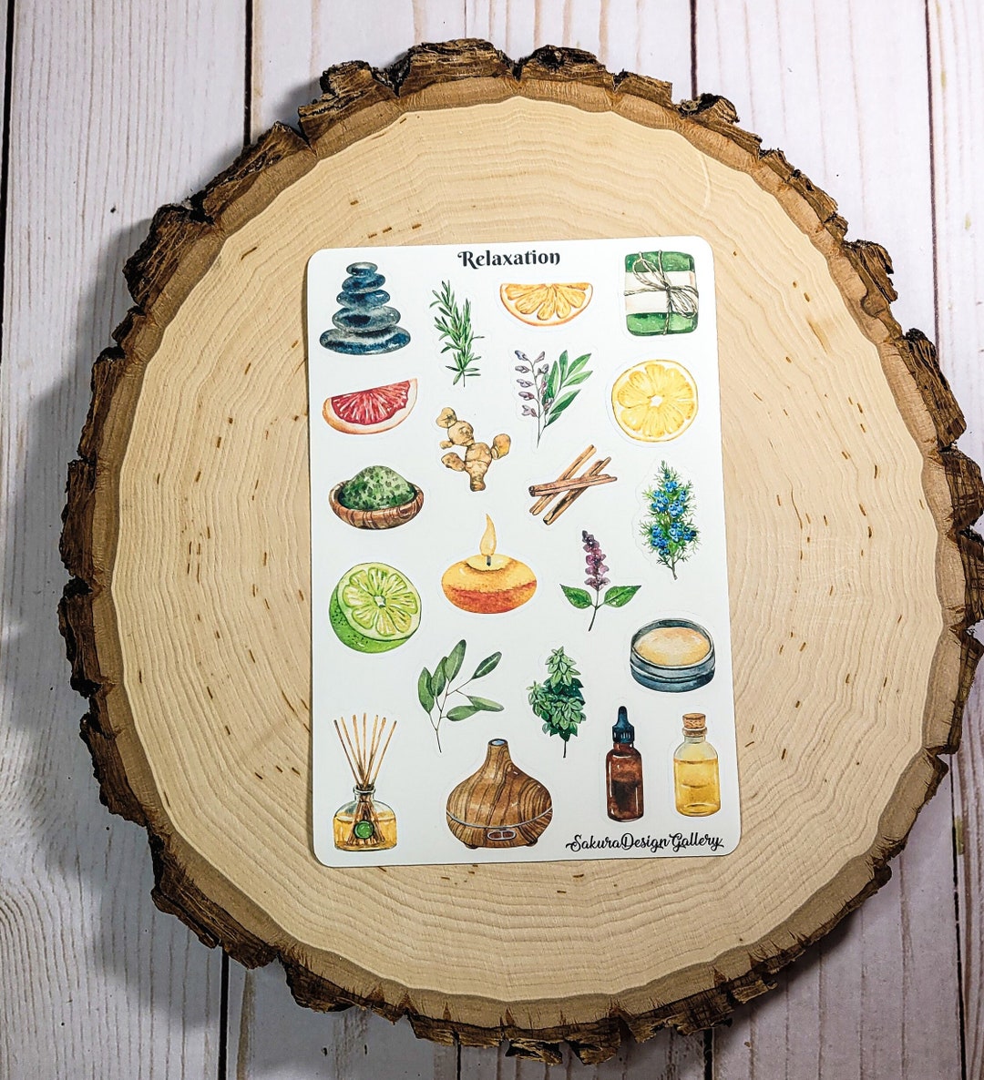 Relaxation Sticker Sheet, Self-care Stickers, Aromatherapy Stickers ...