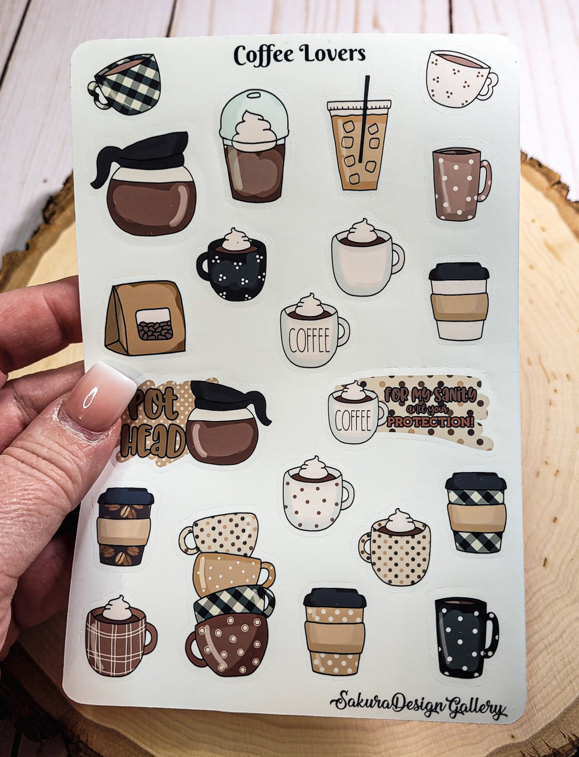 Coffee Lovers Sticker Sheet, Coffee Stickers, Coffee Cup Sticker Set ...
