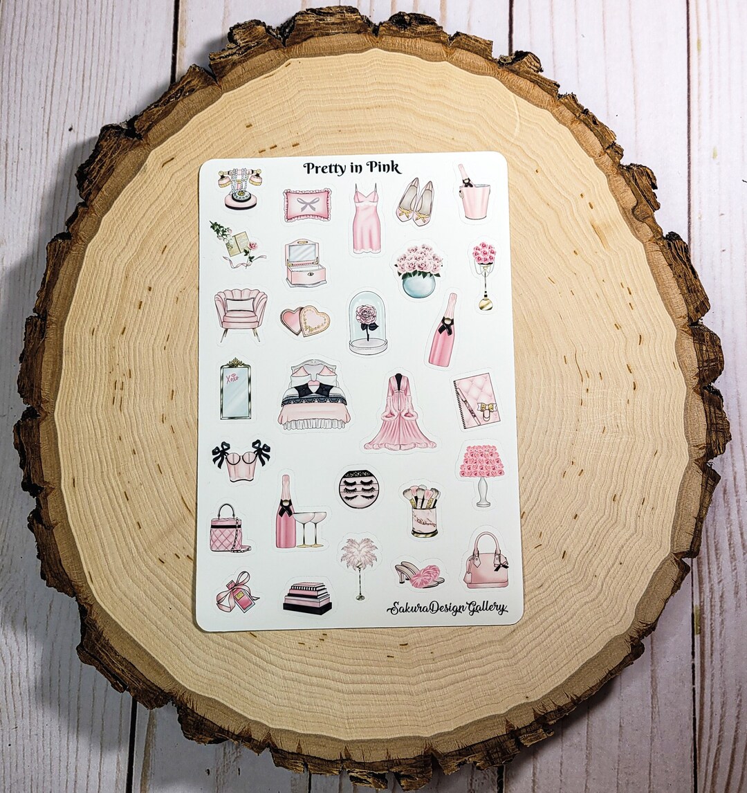 Pretty in Pink Sticker Sheet, French Style Stickers, Fashion Stickers ...
