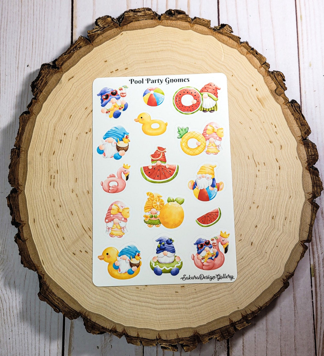 Pool Party Gnomes Sticker Sheet, Cute Gnome Stickers, Gnome Lovers ...