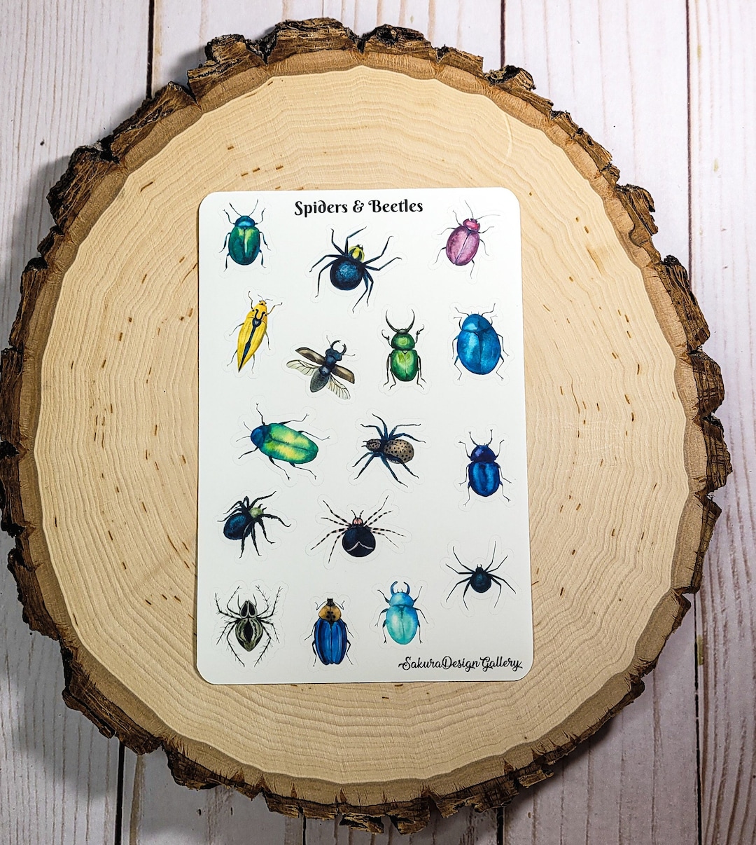 Spiders & Beetles Sticker Sheet, Bug Stickers, Insect Stickers, Journal ...