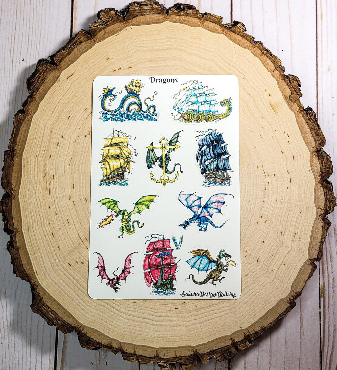 Dragons Sticker Sheet, Ship Stickers, Journal Stickers, Scrapbook ...
