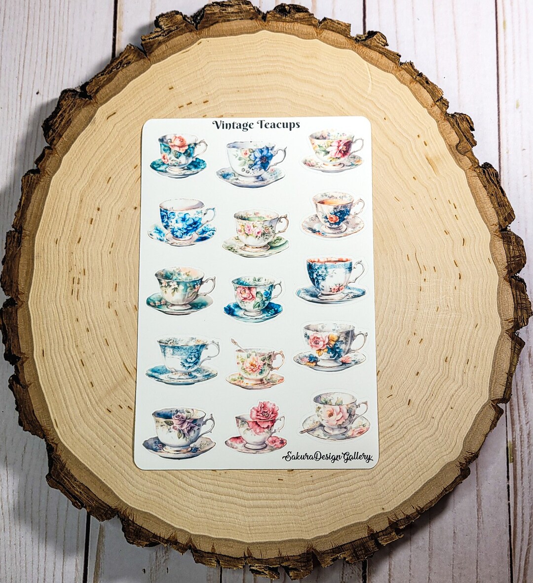 Vintage Teacups Sticker Sheet, Floral Stickers, Tea Drinker Gift ...
