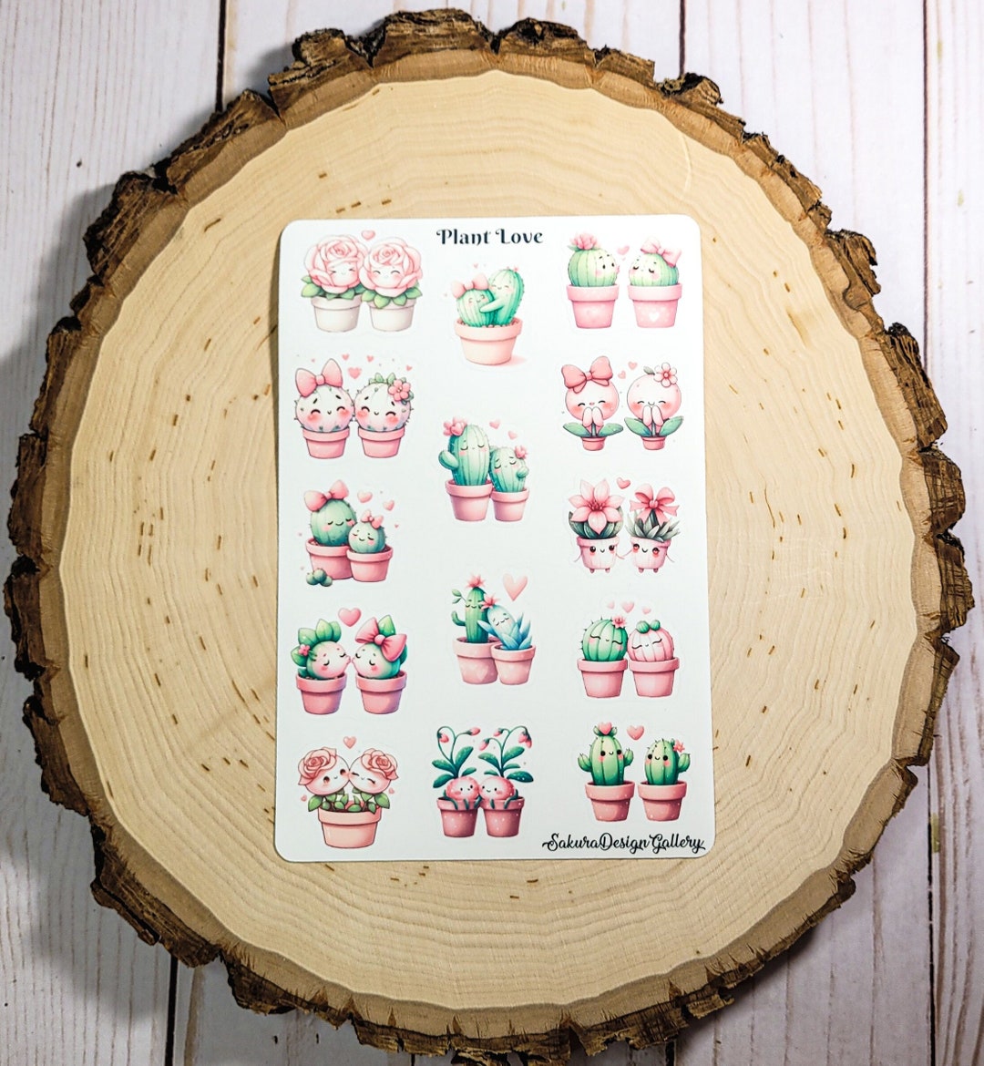 Plants in Love Sticker Sheet, Potted Plants and Cactus, Greenery ...