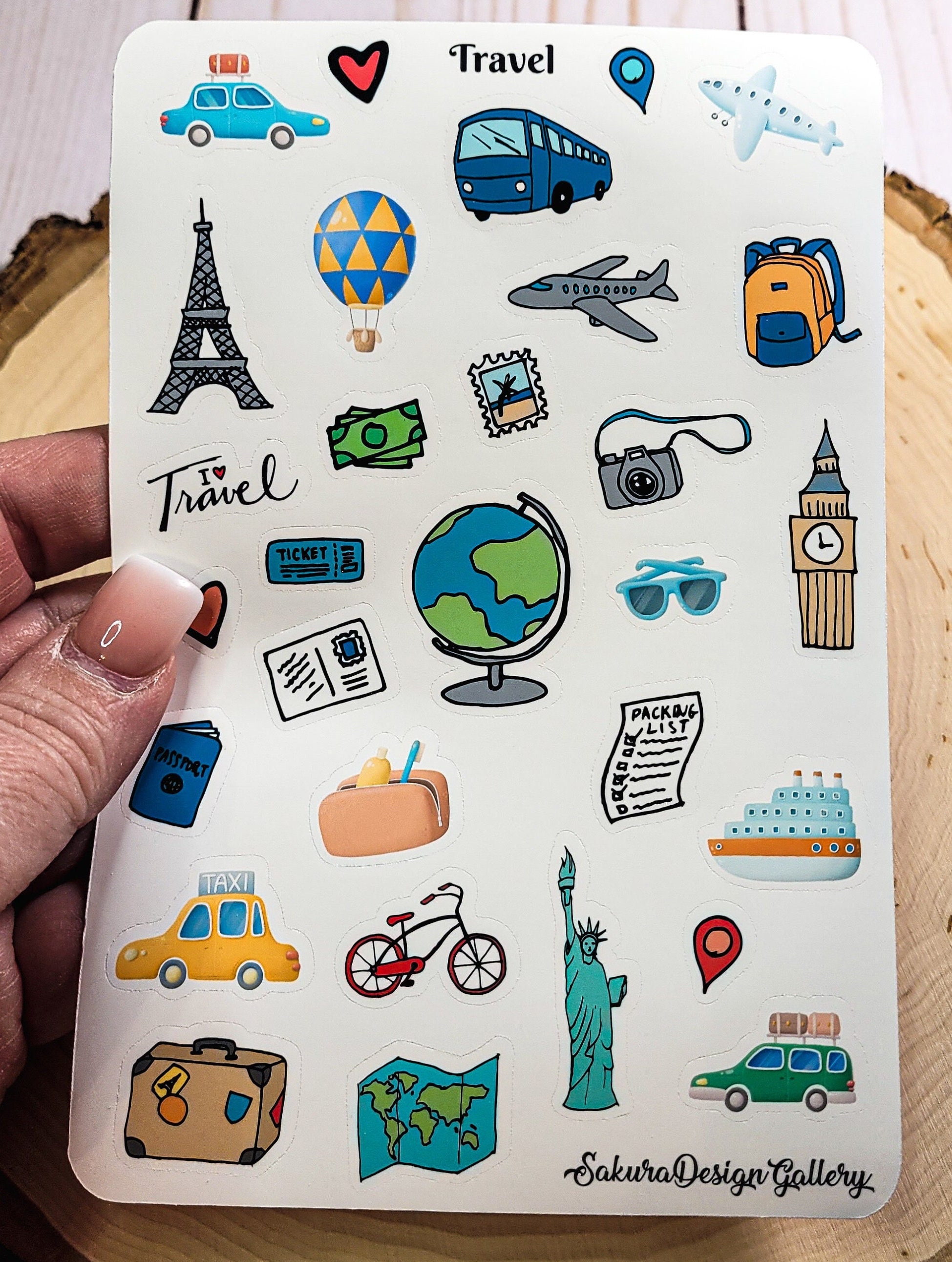 Travel Sticker Sheet, Road Trip Stickers, Vacation Stickers, Journal ...