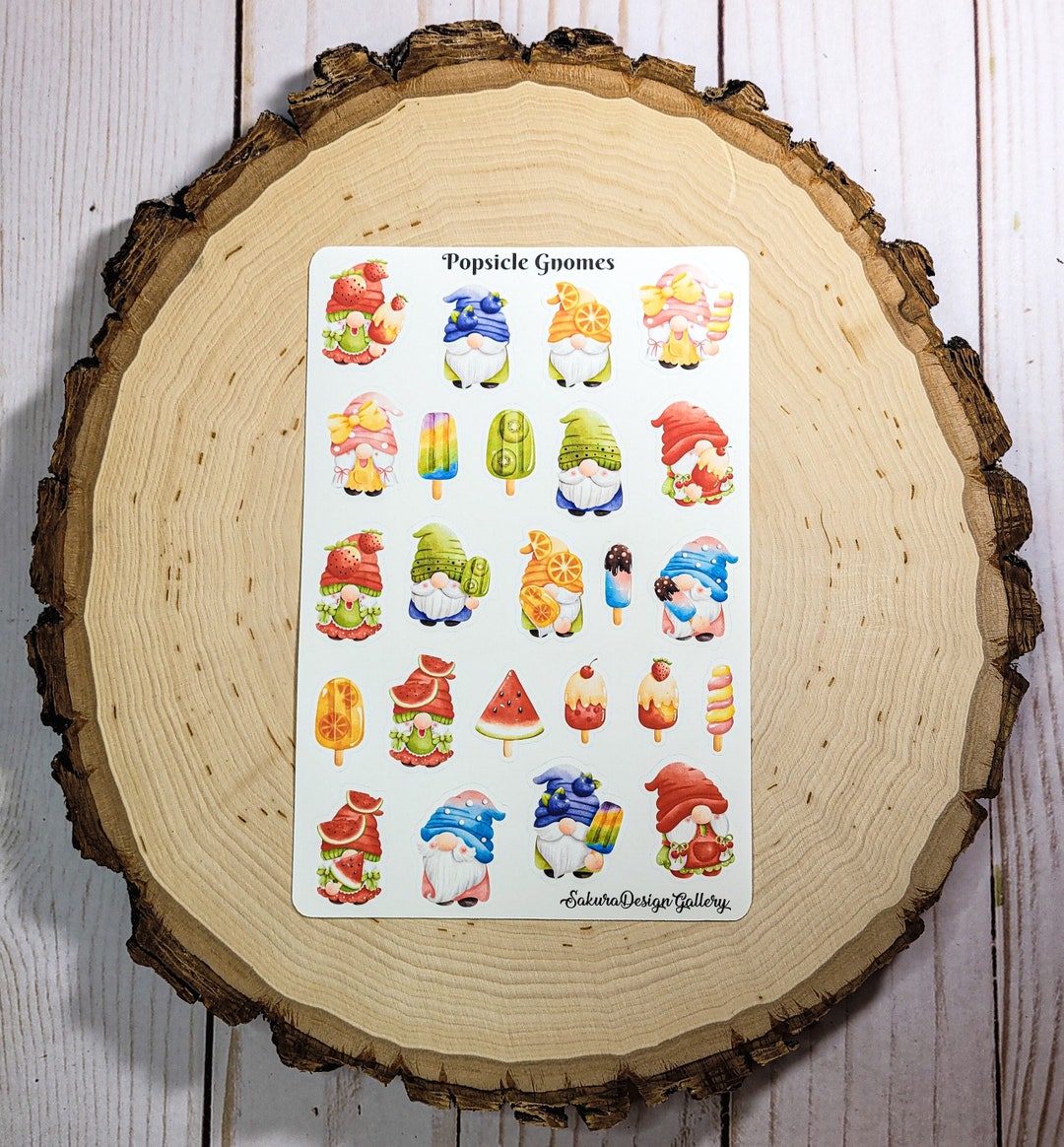 Popsicle Gnomes Sticker Sheet, Cute Gnome Stickers, Gnome Lovers, Gnome ...