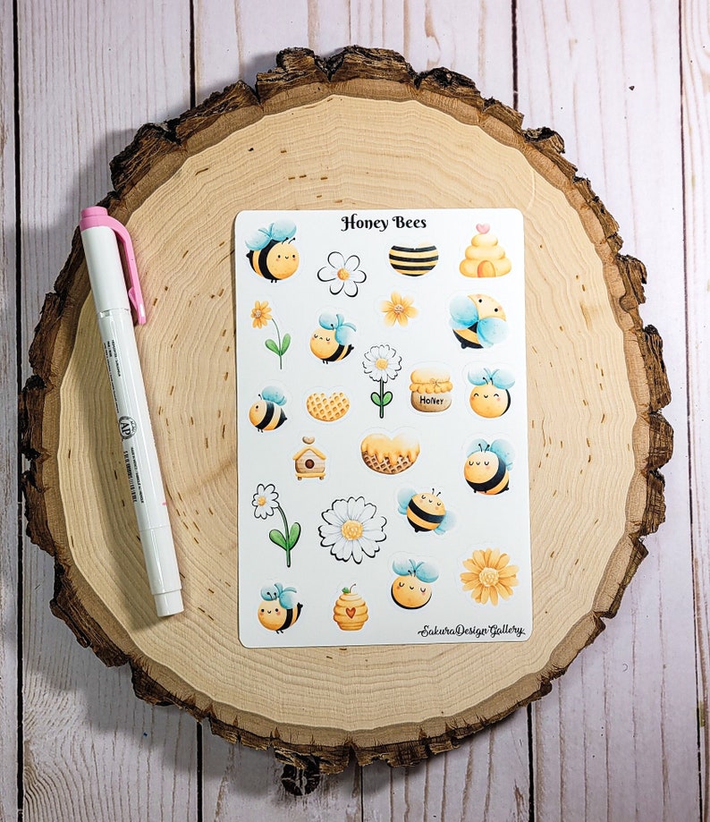 Honey Bees Sticker Sheet, Bee Stickers, Honeybees Sticker Set ...