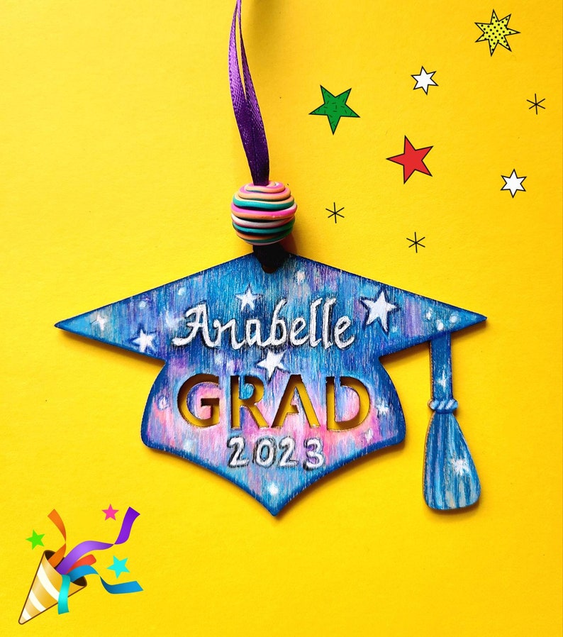 Adorno de graduación, graduado, DIBUJADO A MANO, birrete de graduación ...