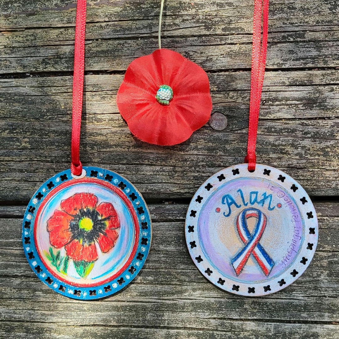 Poppy Ornament, HAND-DRAWN, Red Poppy, VFW, Armed Forced, Memorial Day ...
