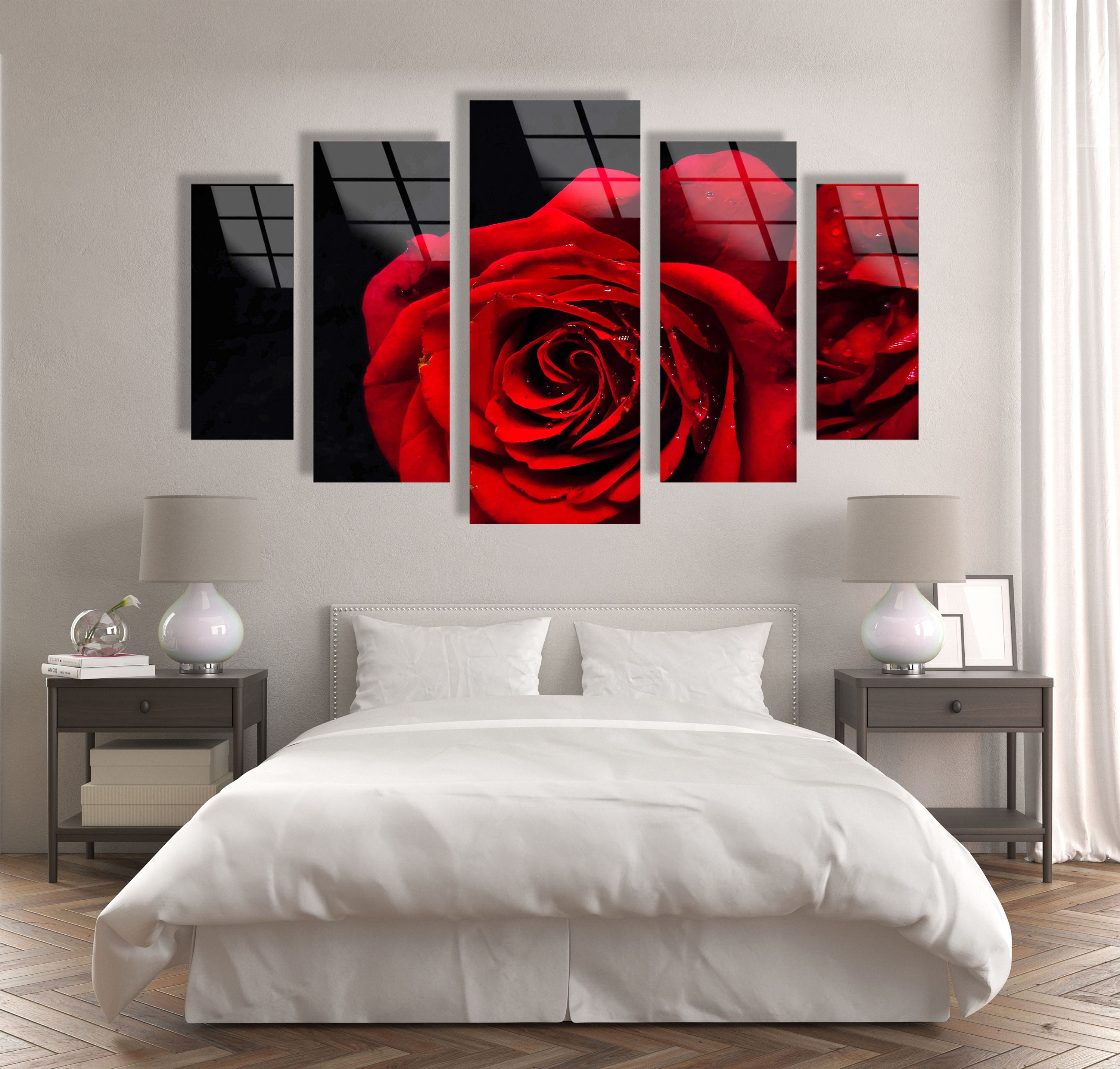 Red Tempered Glass Wall Art- Abstract Shiny Glass Abstract Decor- Glass ...
