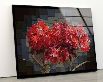 Red Flower Wall Art - Etsy